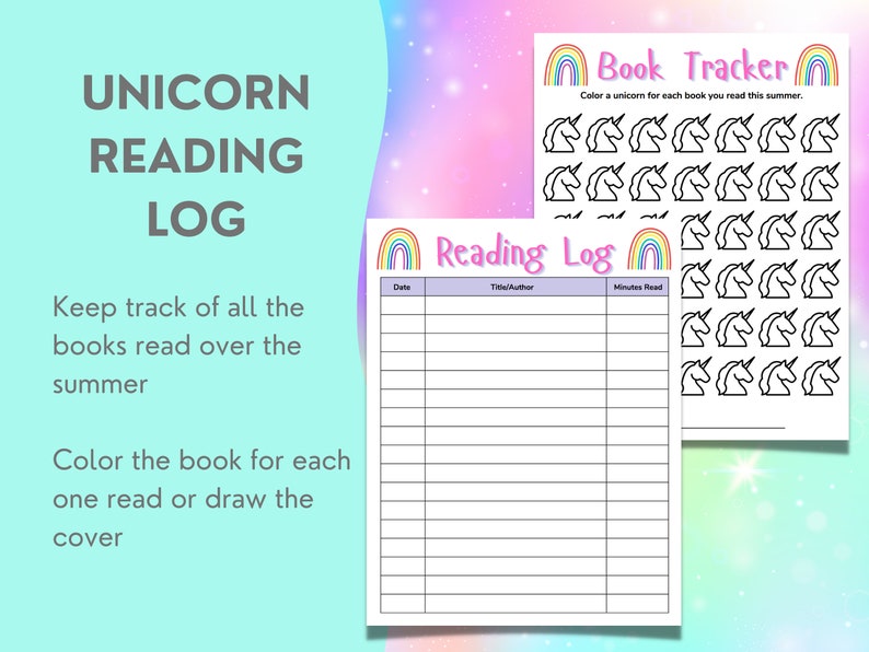 Unicorn Reading Log | Kids Reading Log | Summer Reading Tracker | Book ...
