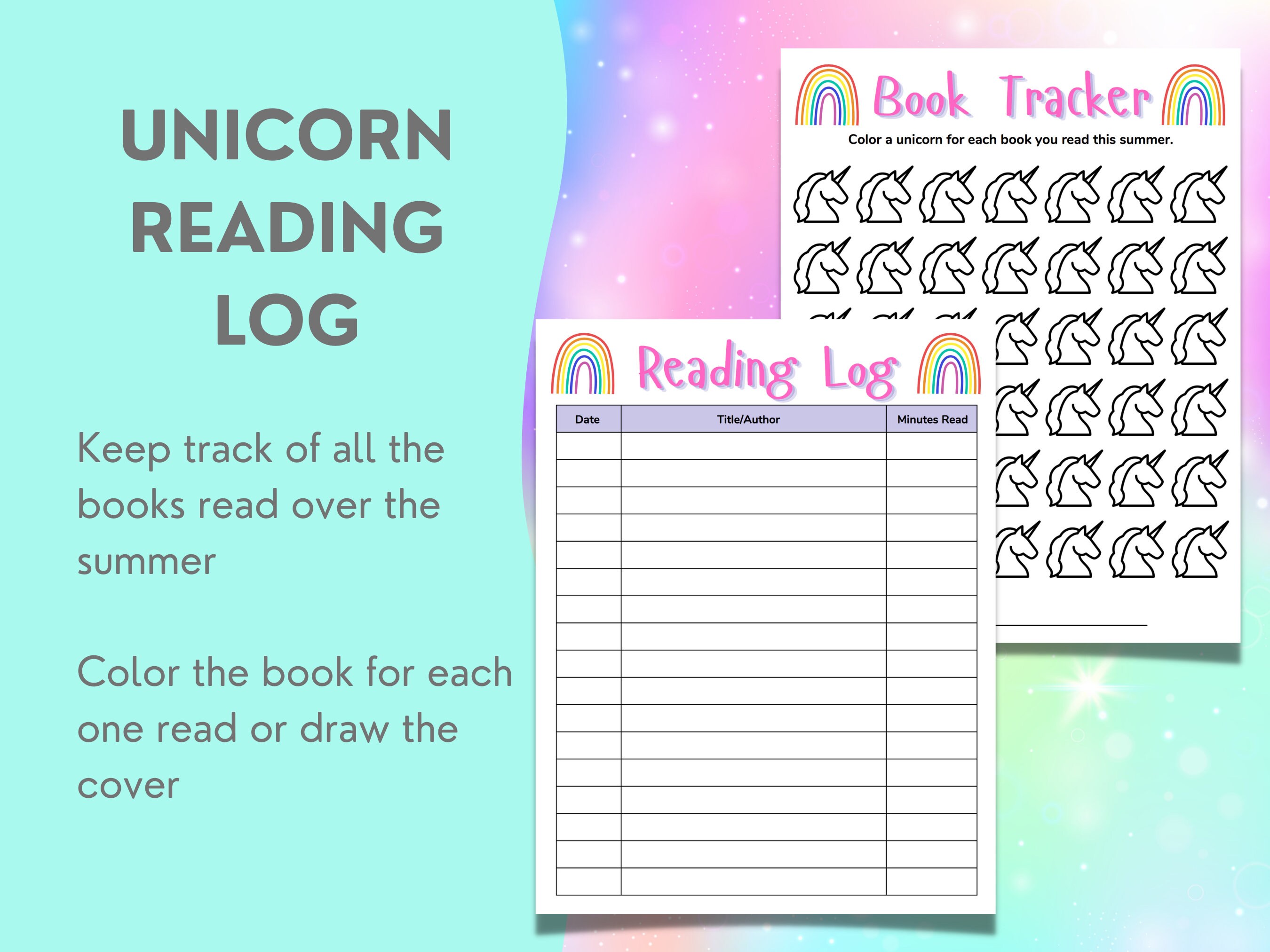 Unicorn Reading Log | Kids Reading Log | Summer Reading Tracker | Book ...
