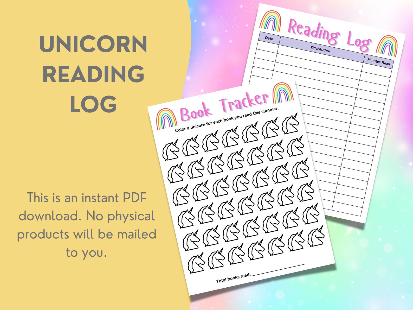 Unicorn Reading Log | Kids Reading Log | Summer Reading Tracker | Book ...