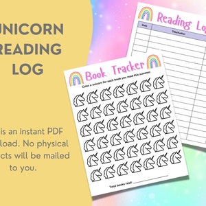 Unicorn Reading Log | Kids Reading Log | Summer Reading Tracker | Book ...