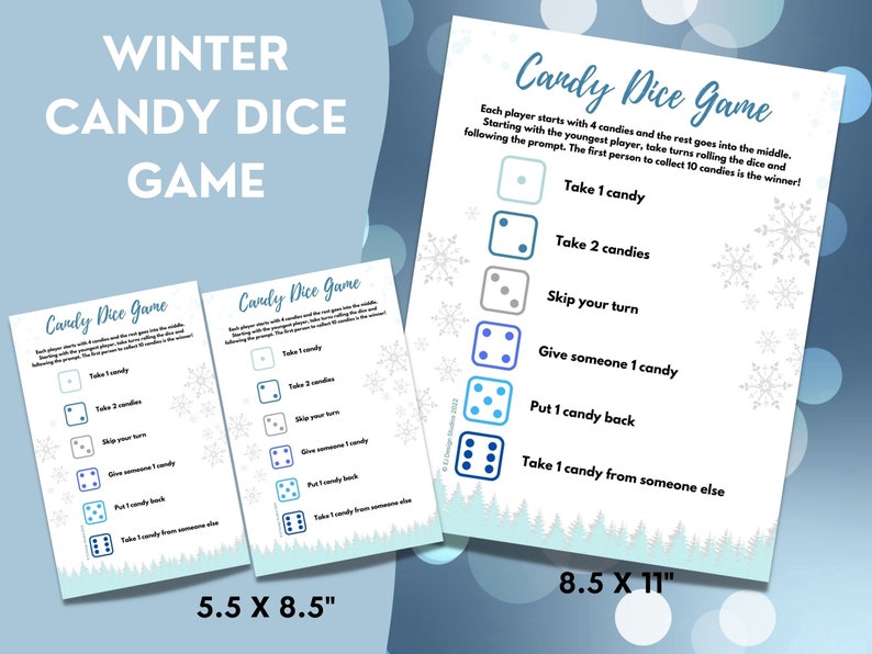 Winter Candy Dice Game: Printable Party Activity (PDF) - Etsy