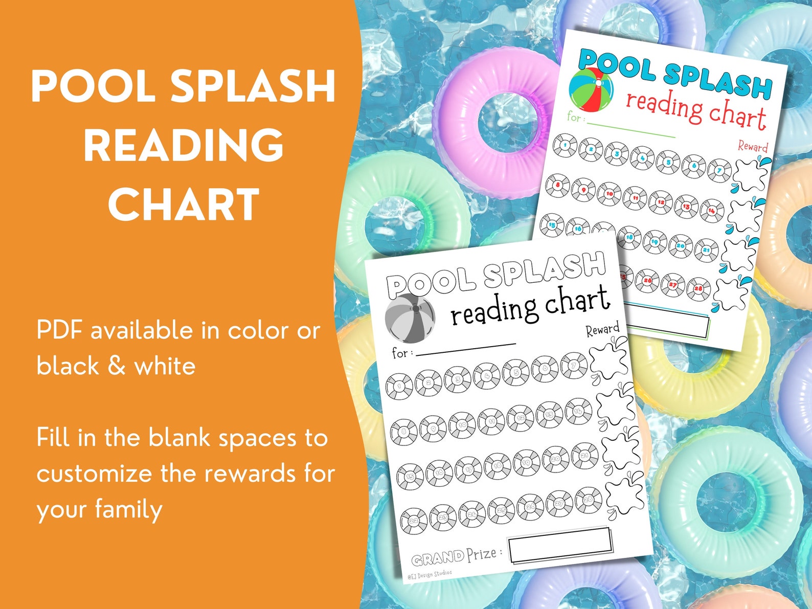 Pool Splash Summer Reading Log | Kids Reading Log | Reading Reward ...