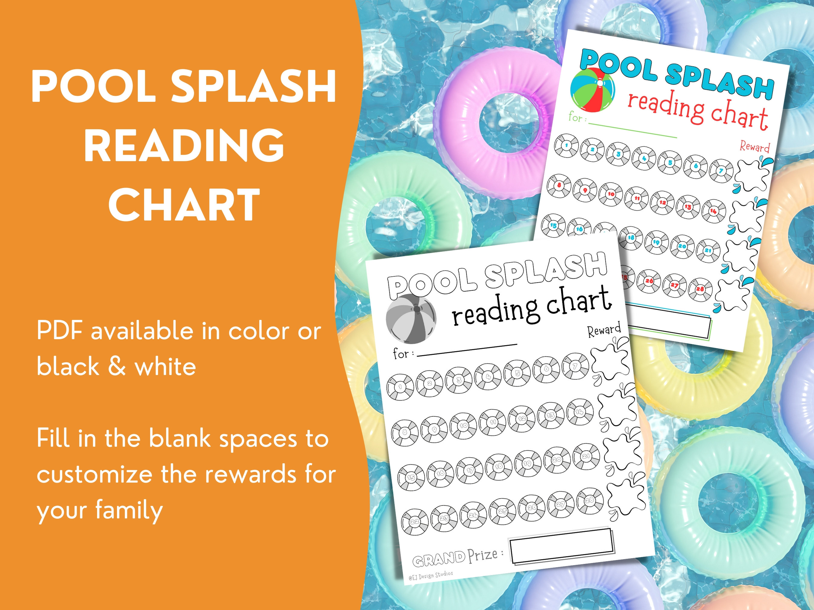 Pool Splash Summer Reading Log | Kids Reading Log | Reading Reward ...