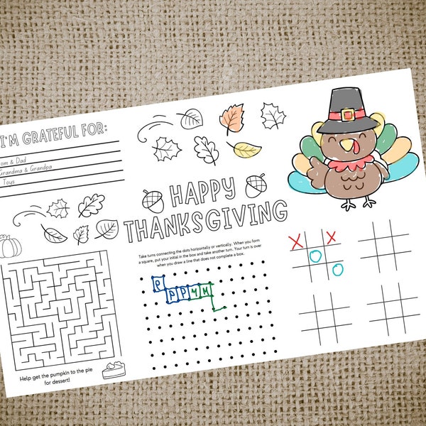 Thanksgiving Placemats for Kids - Etsy