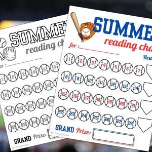 Summer Baseball Reading Chart | Reading Reward Chart | Summer Reading ...