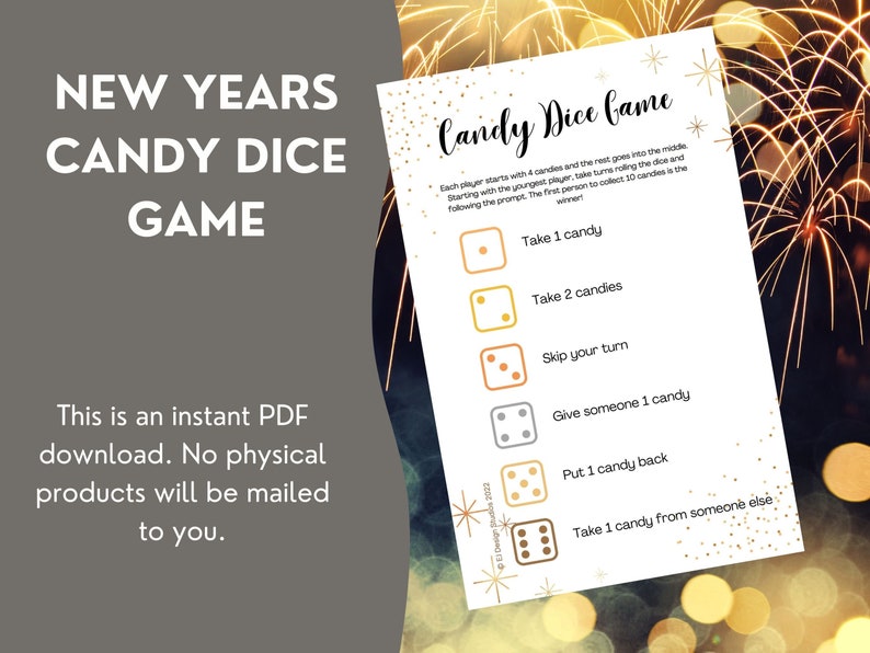 Printable Candy Dice Game: Family Party Activity (PDF) - Etsy