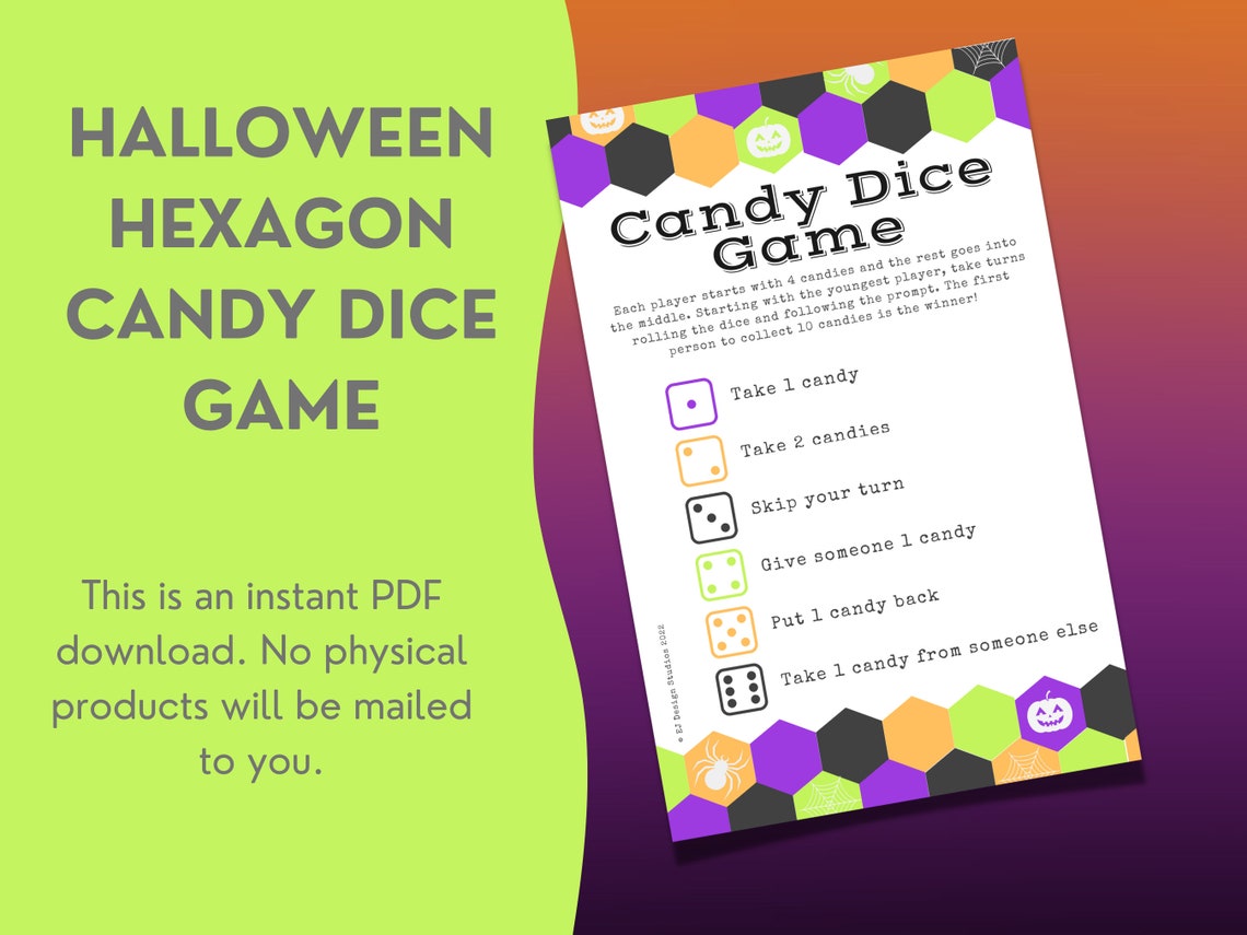 Halloween Candy Dice Game: Printable Party Activity (PDF) - Etsy