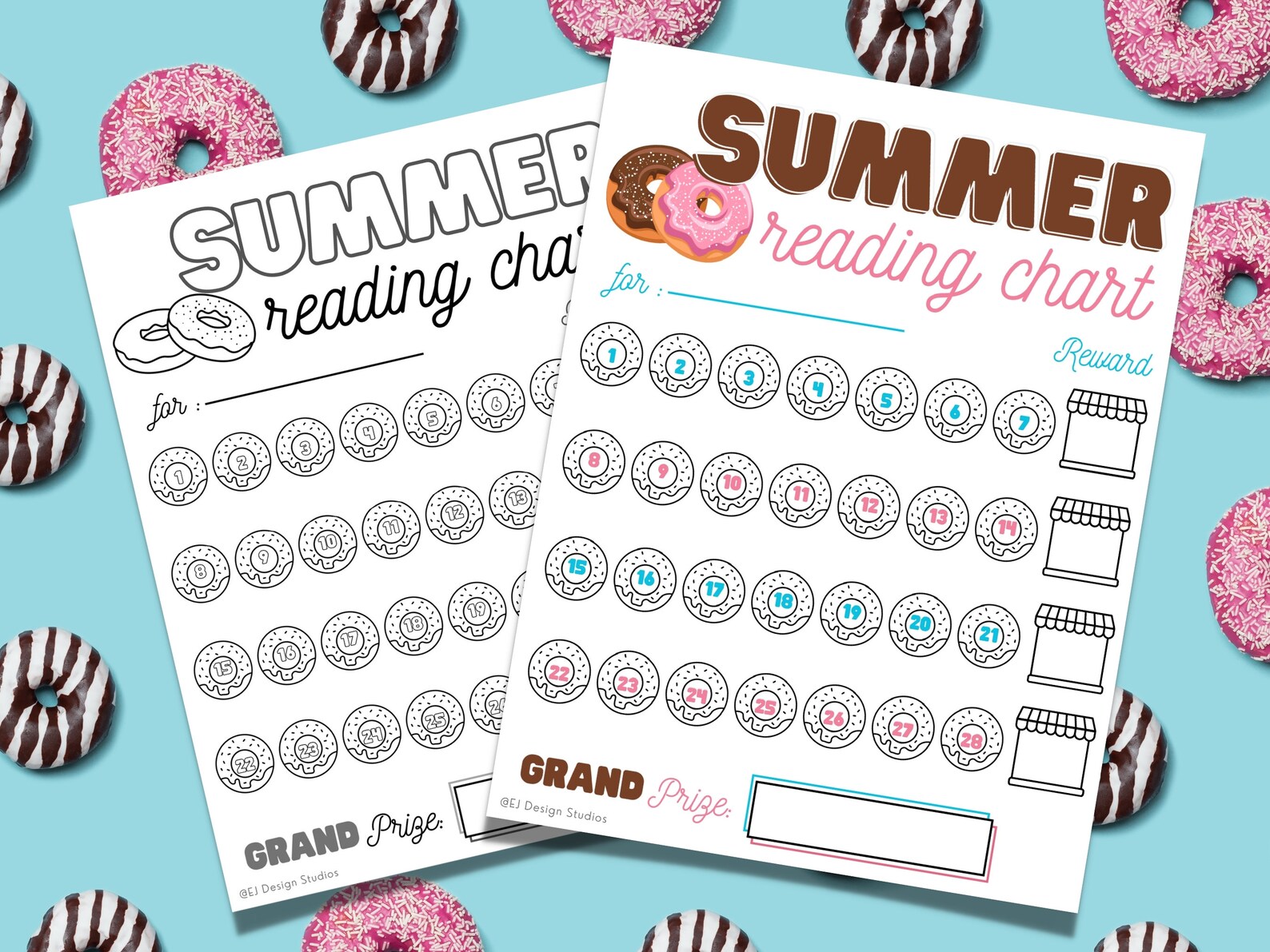 Summer Donut Reading Chart Reading Reward Chart Summer Reading Log ...