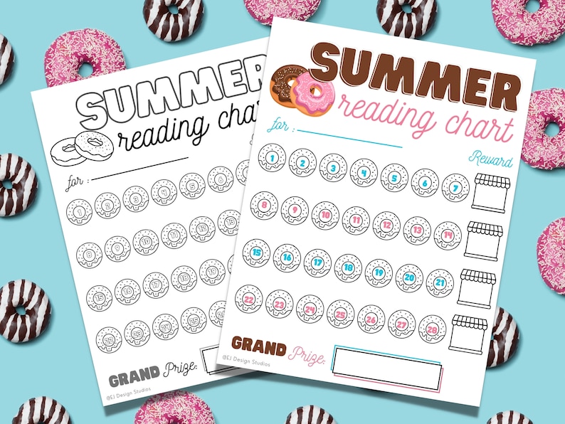 Summer Donut Reading Chart | Reading Reward Chart | Summer Reading Log ...