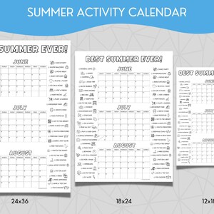 Summer Activity Calendar | Summer Bucket List | Kid's Summer Activity ...