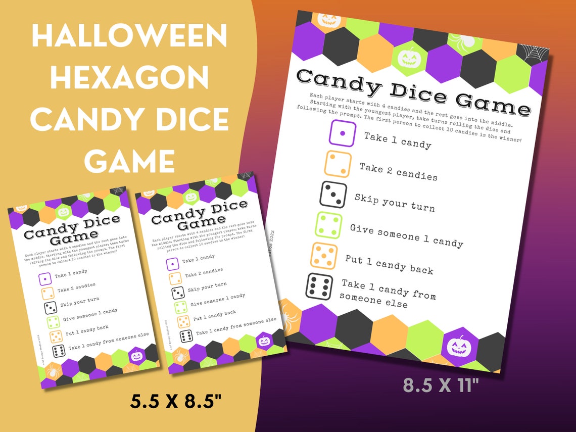 Halloween Candy Dice Game: Printable Party Activity (PDF) - Etsy