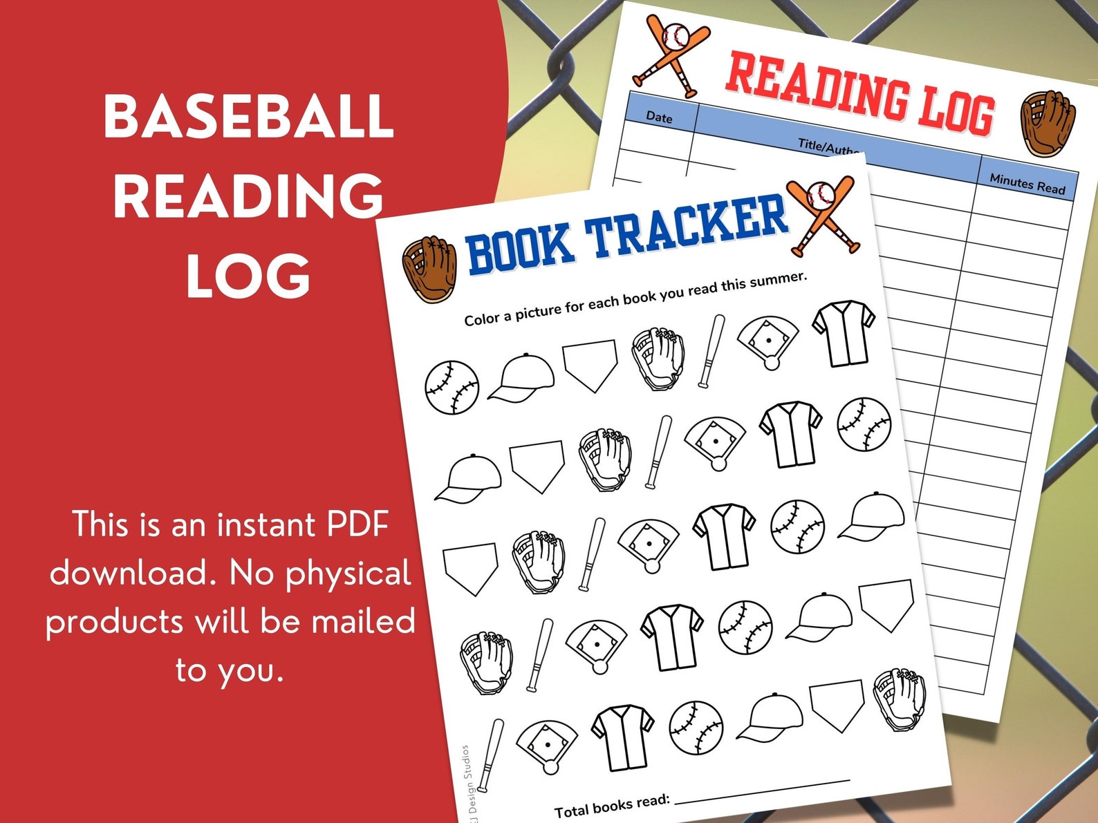 Baseball Reading Log | Kids Reading Log | Summer Reading Chart ...