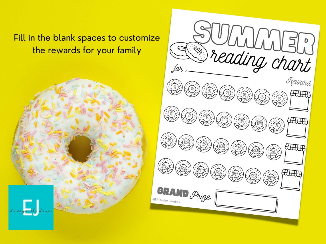 Summer Donut Reading Chart Reading Reward Chart Summer Reading Log ...