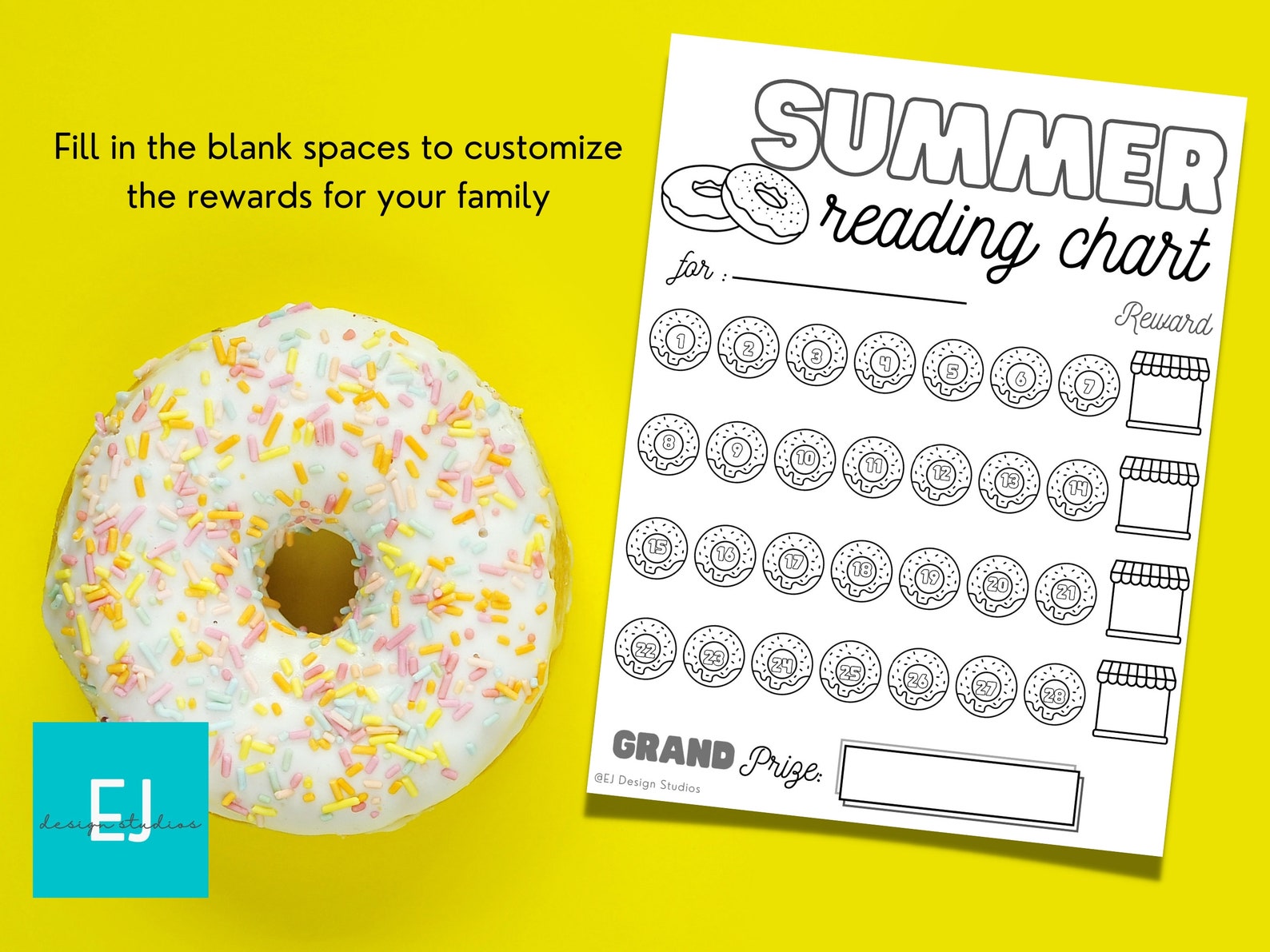 Summer Donut Reading Chart | Reading Reward Chart | Summer Reading Log ...