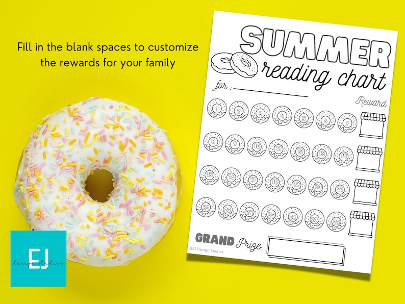 Summer Donut Reading Chart | Reading Reward Chart | Summer Reading Log ...