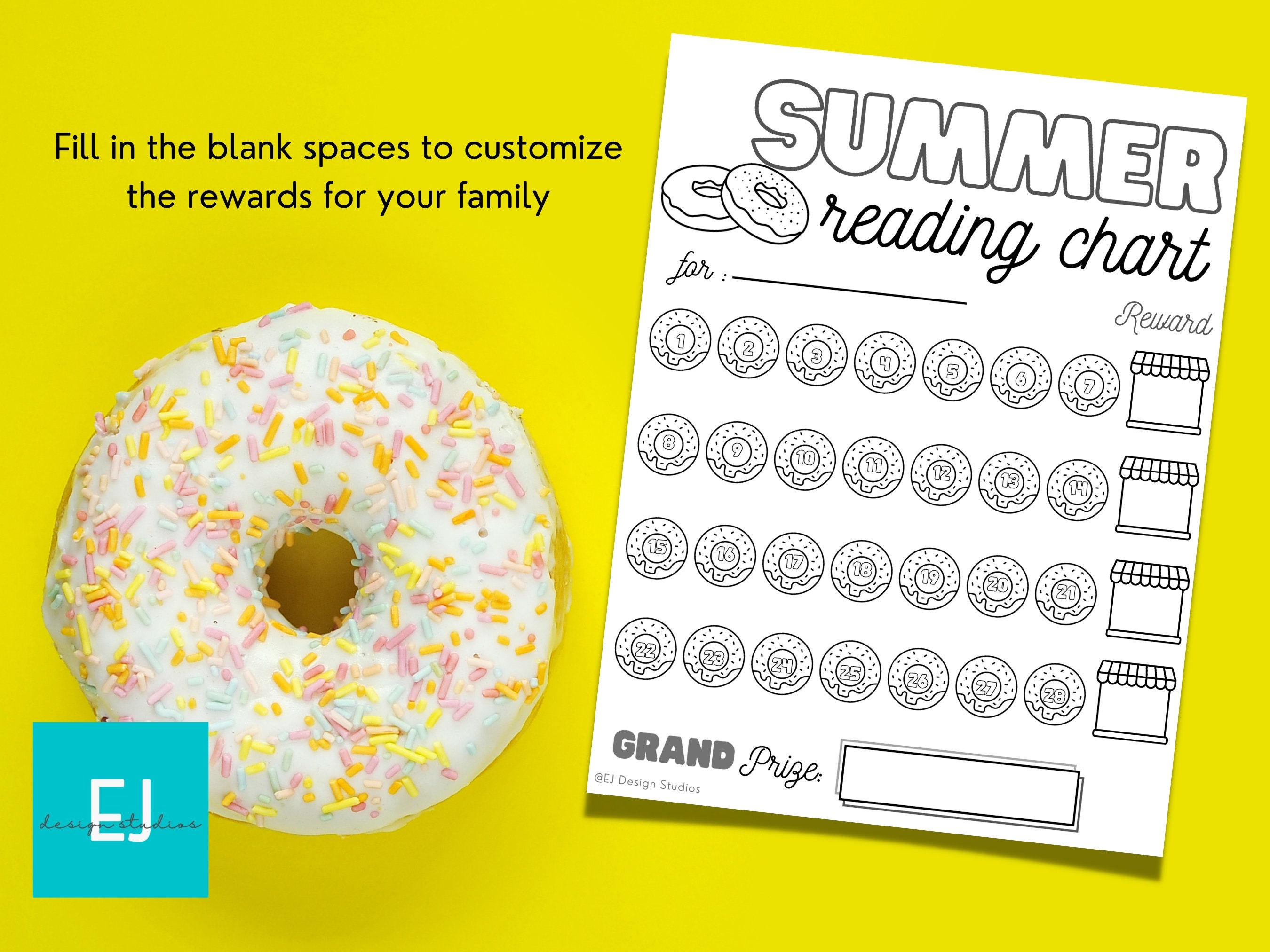 Summer Donut Reading Chart | Reading Reward Chart | Summer Reading Log ...