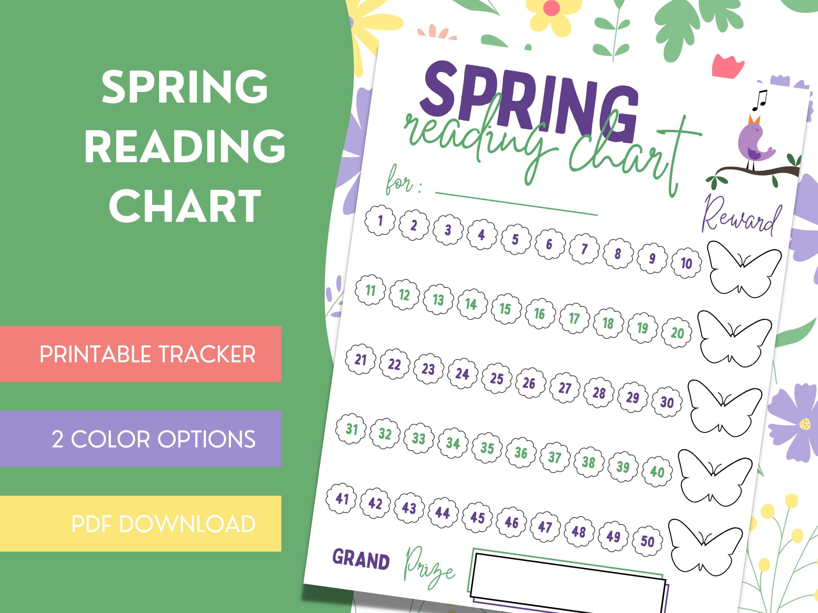 Spring Bird Reading Chart Spring Reading Reward Chart - Etsy