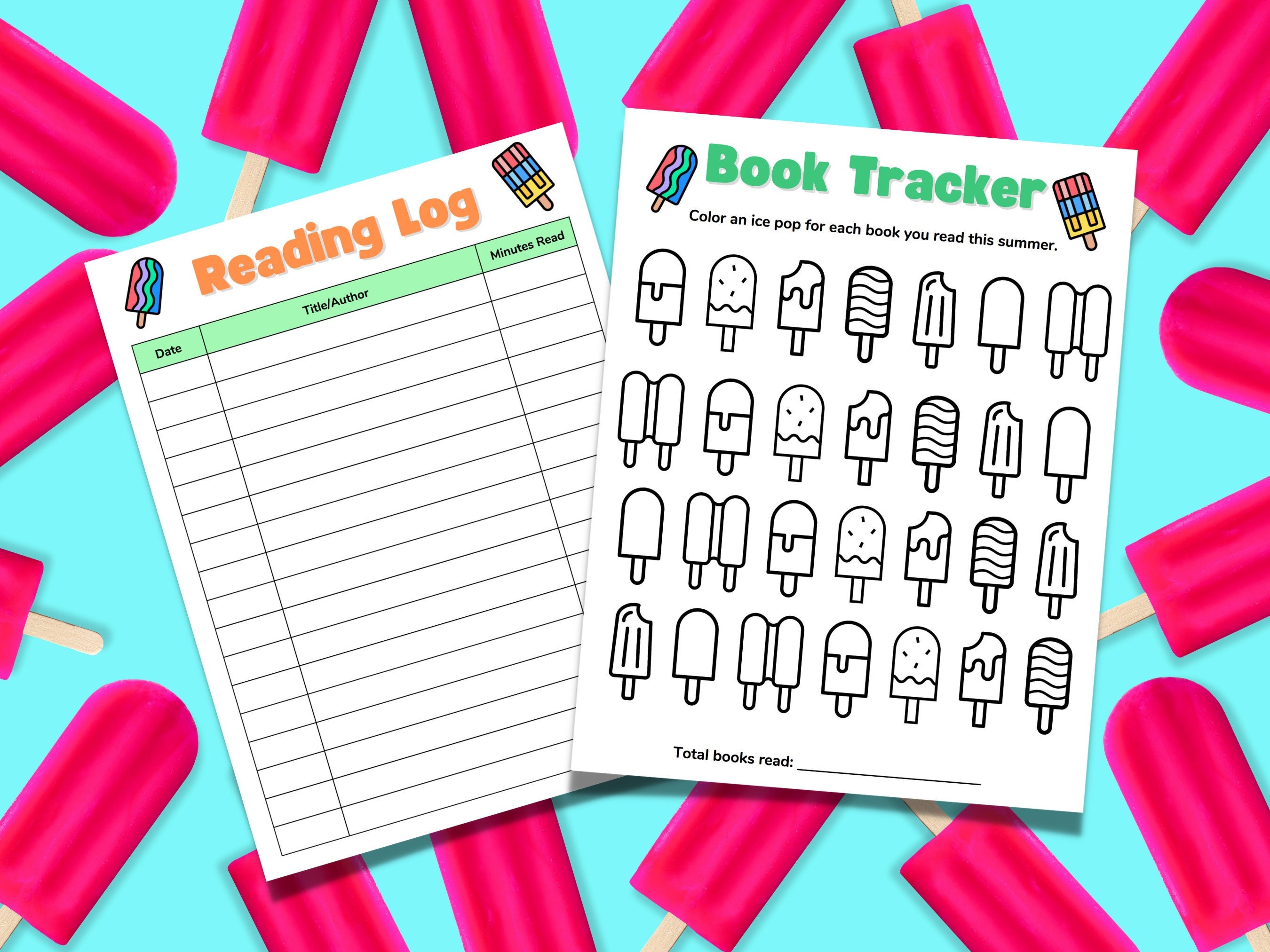 Ice Pop Reading Log | Kids Reading Log | Summer Reading Tracker | Book ...
