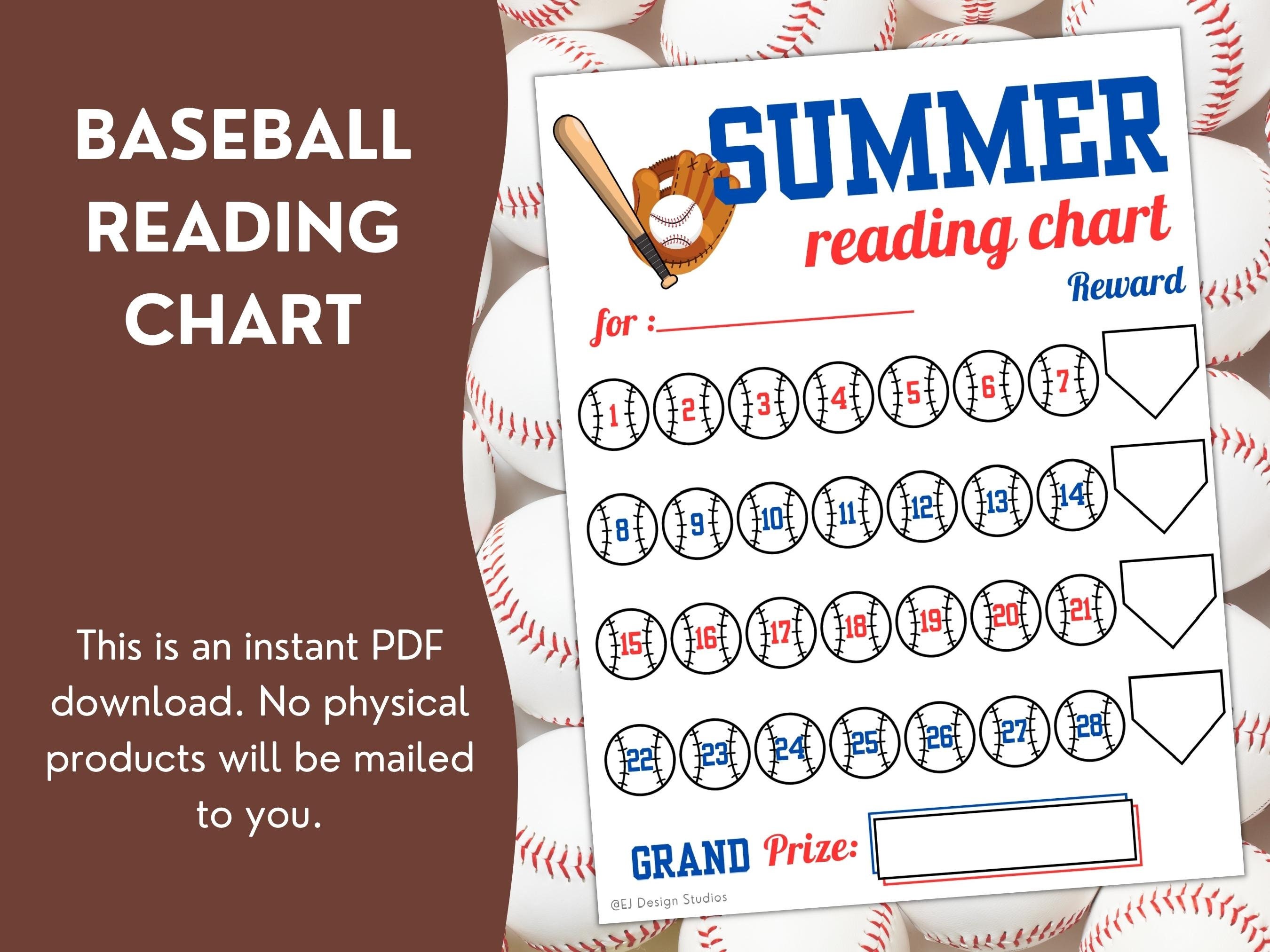 Summer Baseball Reading Chart | Reading Reward Chart | Summer Reading ...