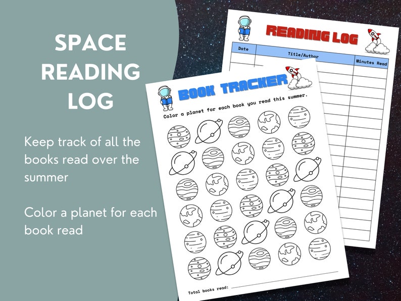 Outer Space Kids Reading Log: Summer Book Tracker (PDF) - Etsy