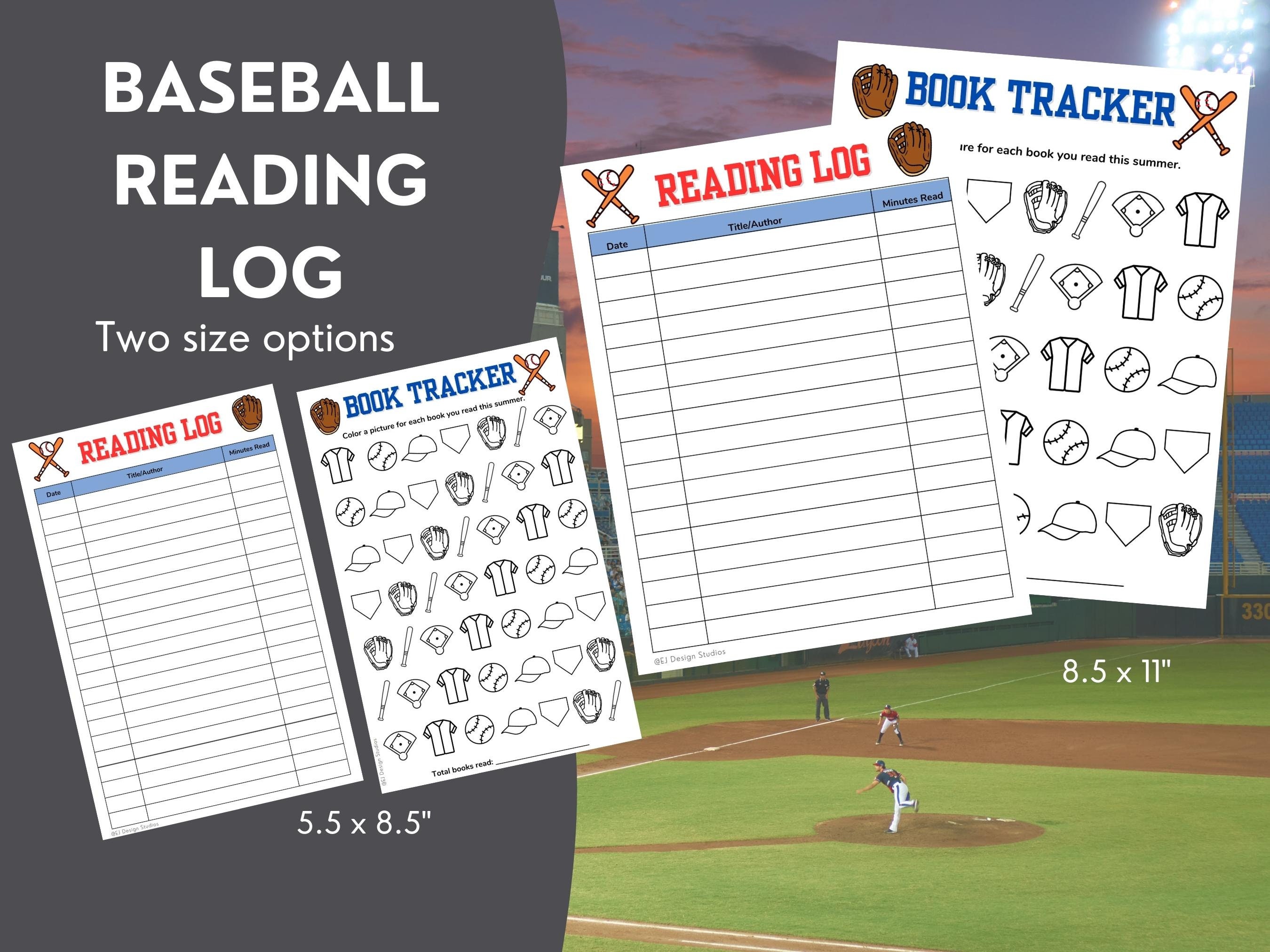 Baseball Reading Log | Kids Reading Log | Summer Reading Chart ...