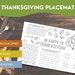 Thanksgiving Placemat for Kids: Printable Activity Sheet (PDF) - Etsy