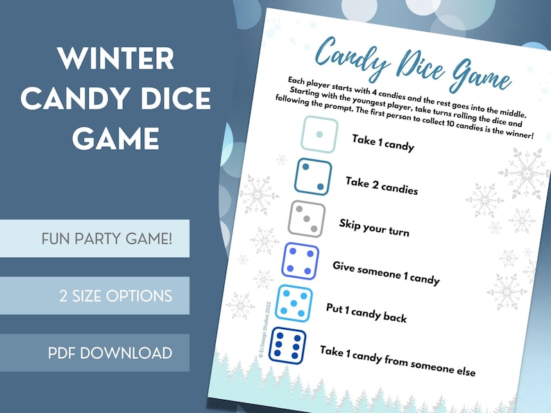 Winter Candy Dice Game: Printable Party Activity (PDF) - Etsy