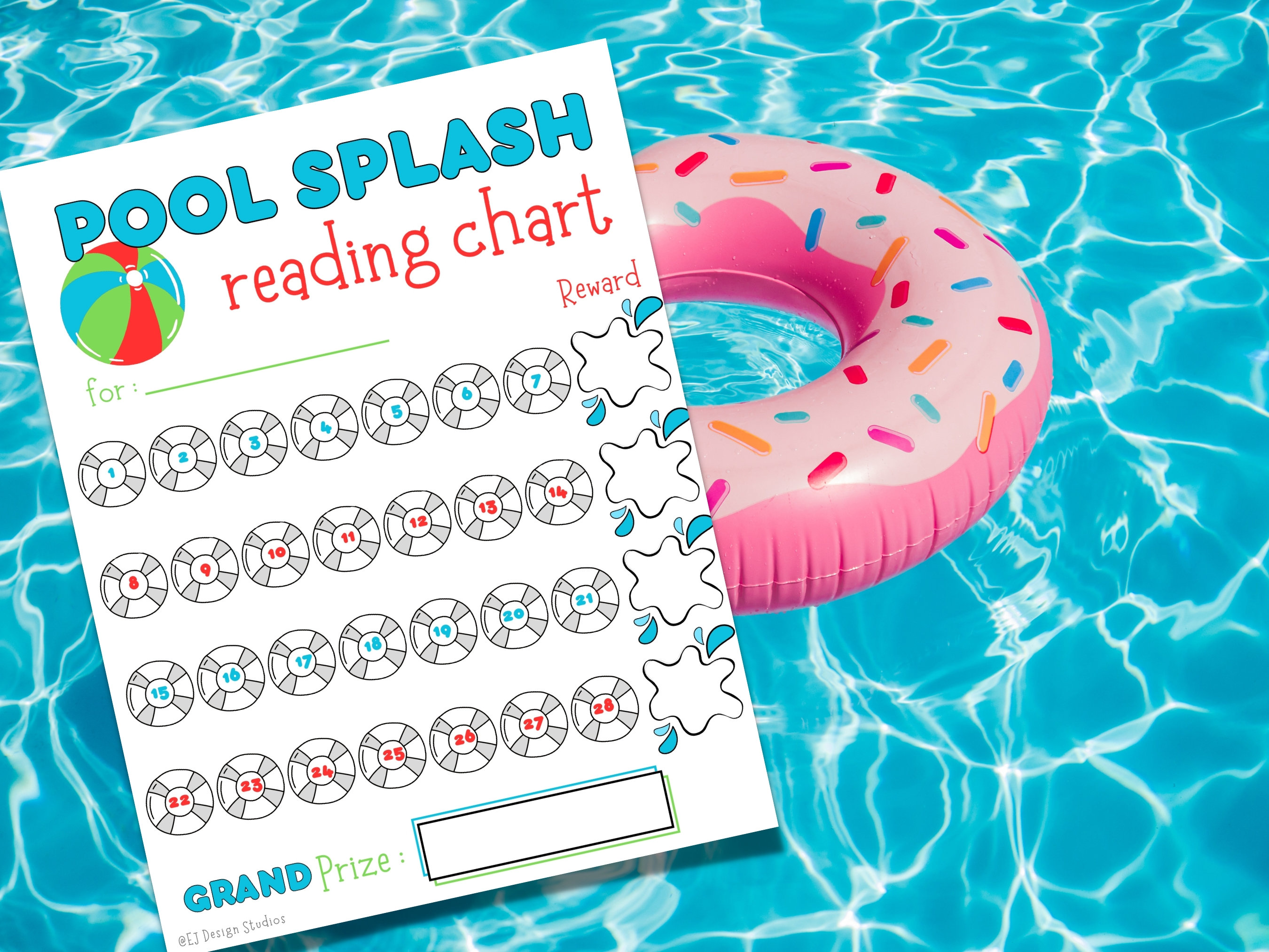 Pool Splash Summer Reading Log | Kids Reading Log | Reading Reward ...