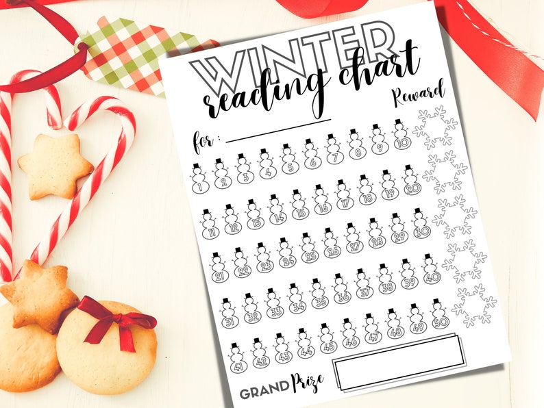 Winter Snow Reading Chart: Kids Reading Log (PDF) - Etsy