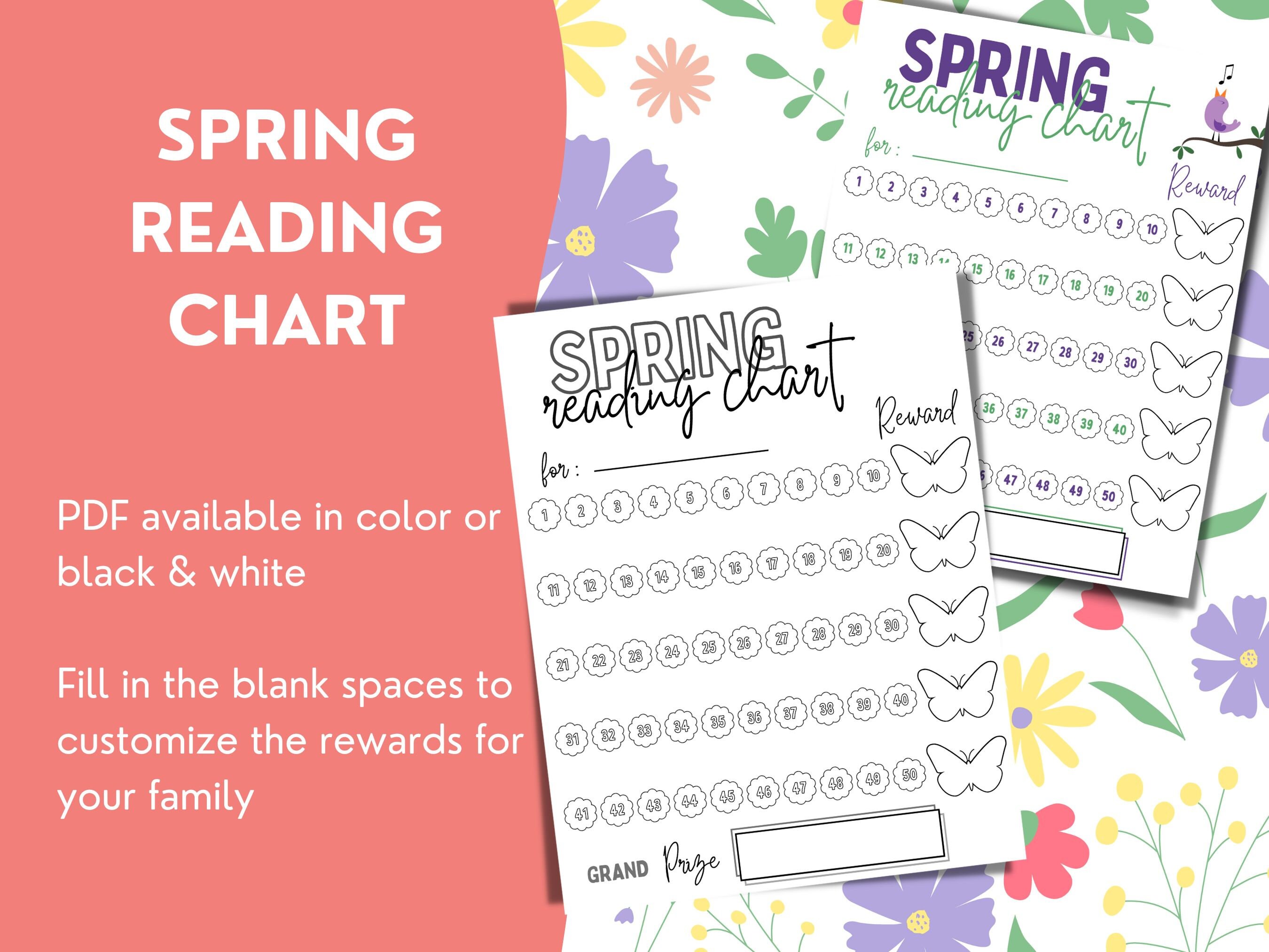Spring Bird Reading Chart Spring Reading Reward Chart - Etsy