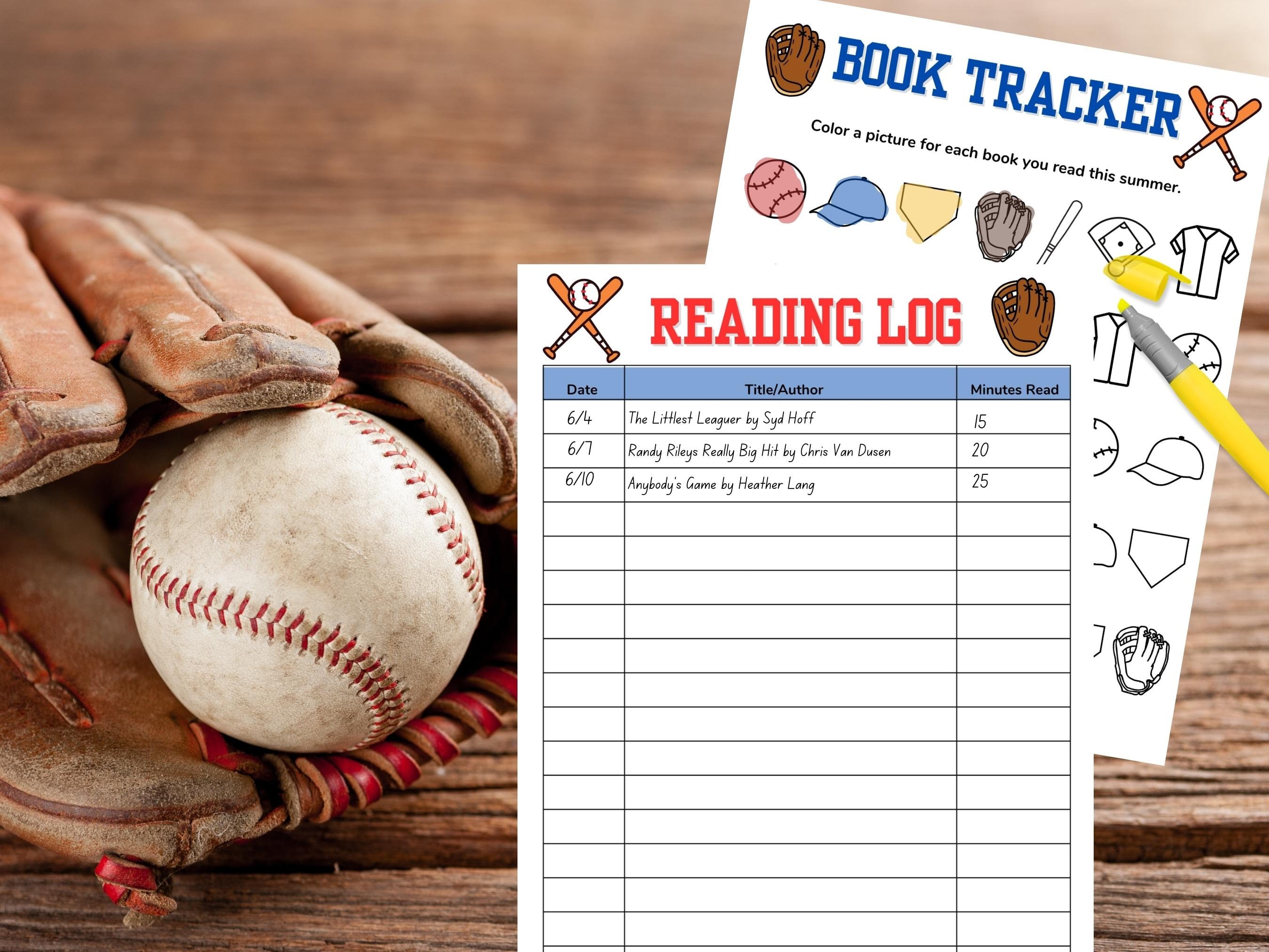 Baseball Reading Log | Kids Reading Log | Summer Reading Chart ...