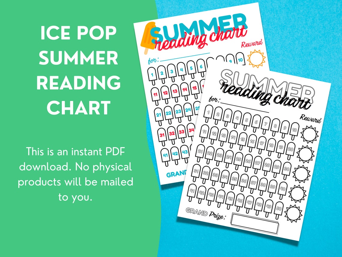Summer Ice Pop Reading Chart Reading Reward Chart Summer Reading Log ...