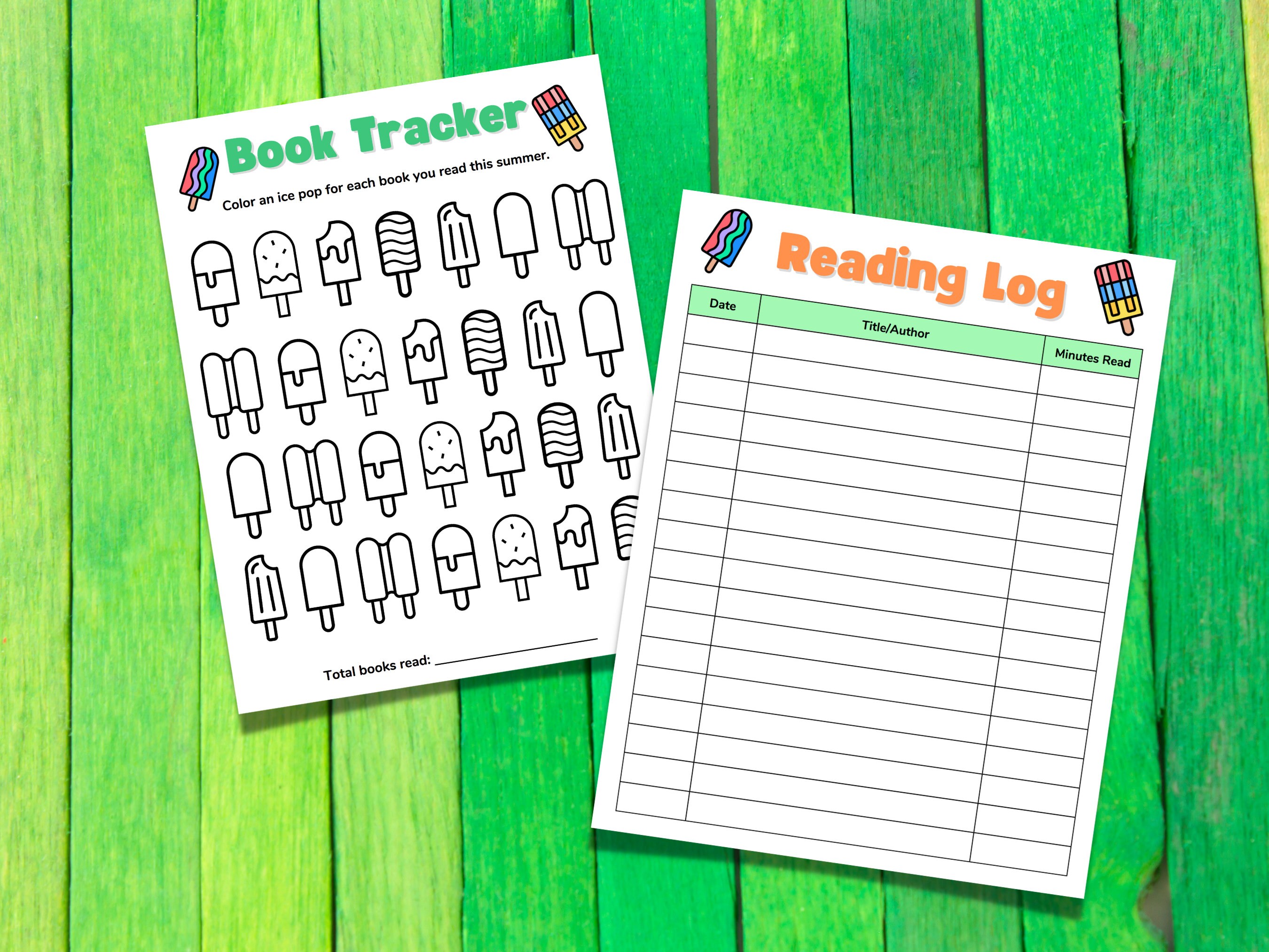 Ice Pop Reading Log | Kids Reading Log | Summer Reading Tracker | Book ...