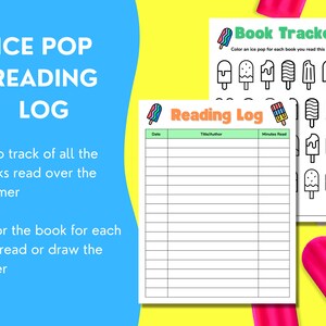 Ice Pop Reading Log | Kids Reading Log | Summer Reading Tracker | Book ...