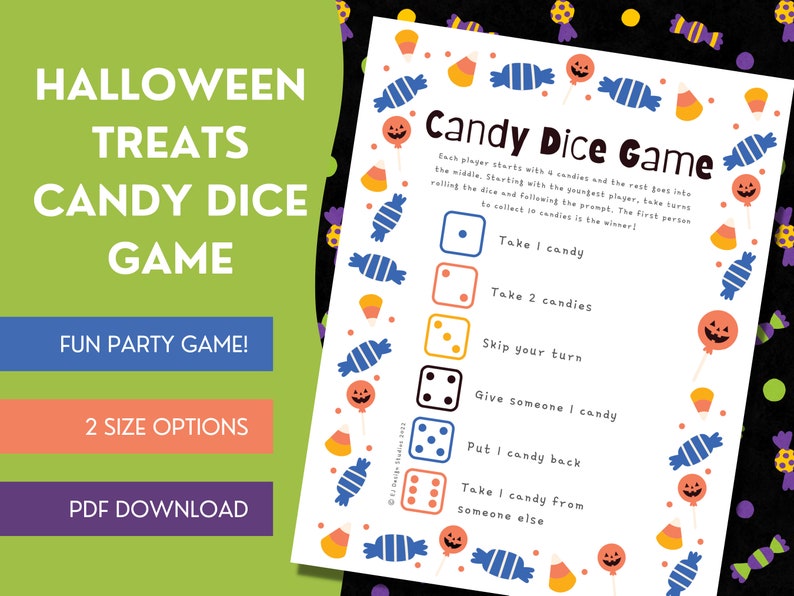 Halloween Candy Dice Game: Printable Party Activity (PDF) - Etsy