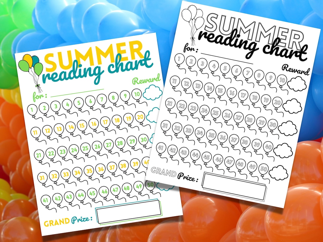 Summer Balloon Reading Chart | Reading Reward Chart | Summer Reading ...