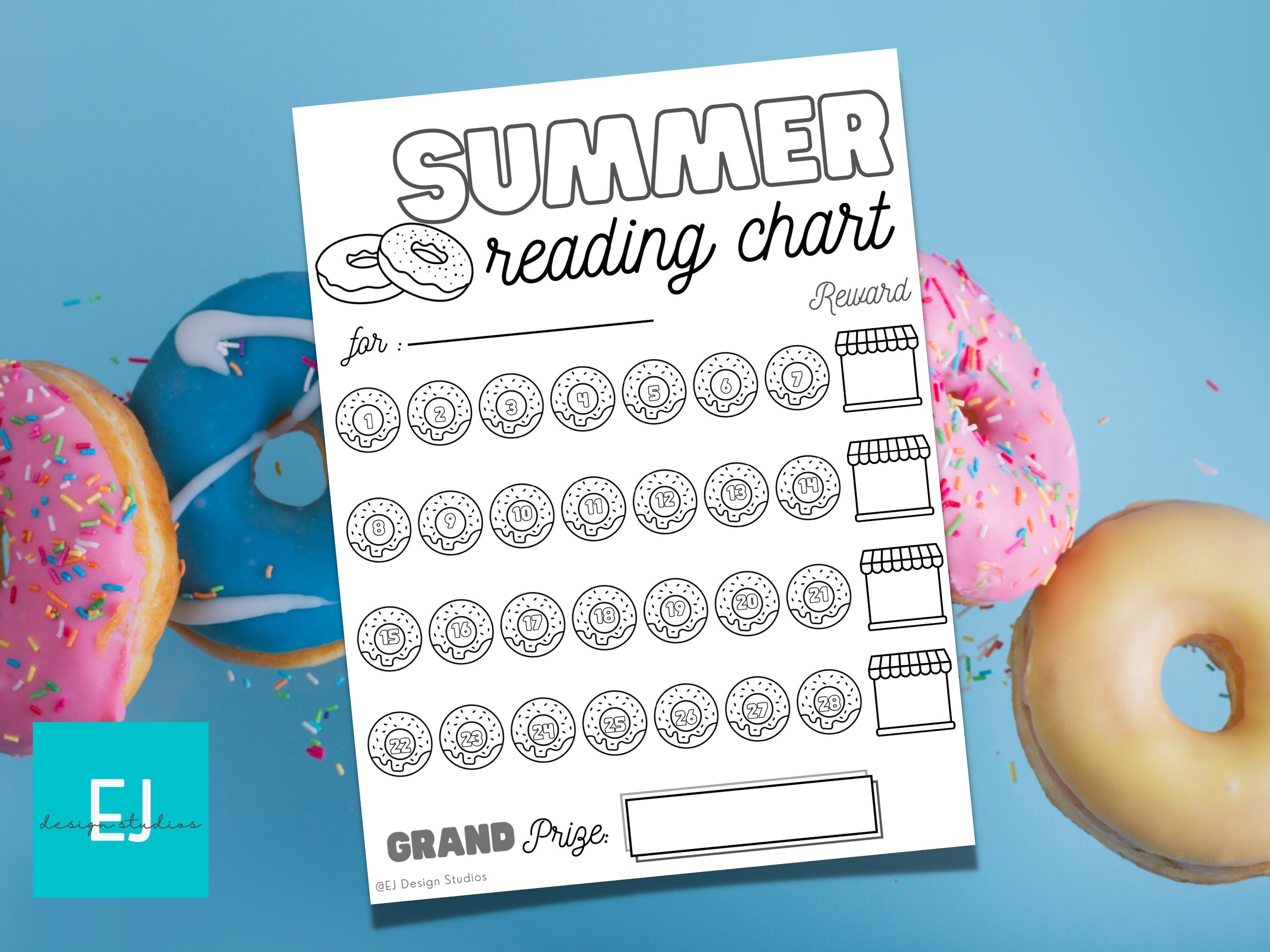 Summer Donut Reading Chart | Reading Reward Chart | Summer Reading Log ...