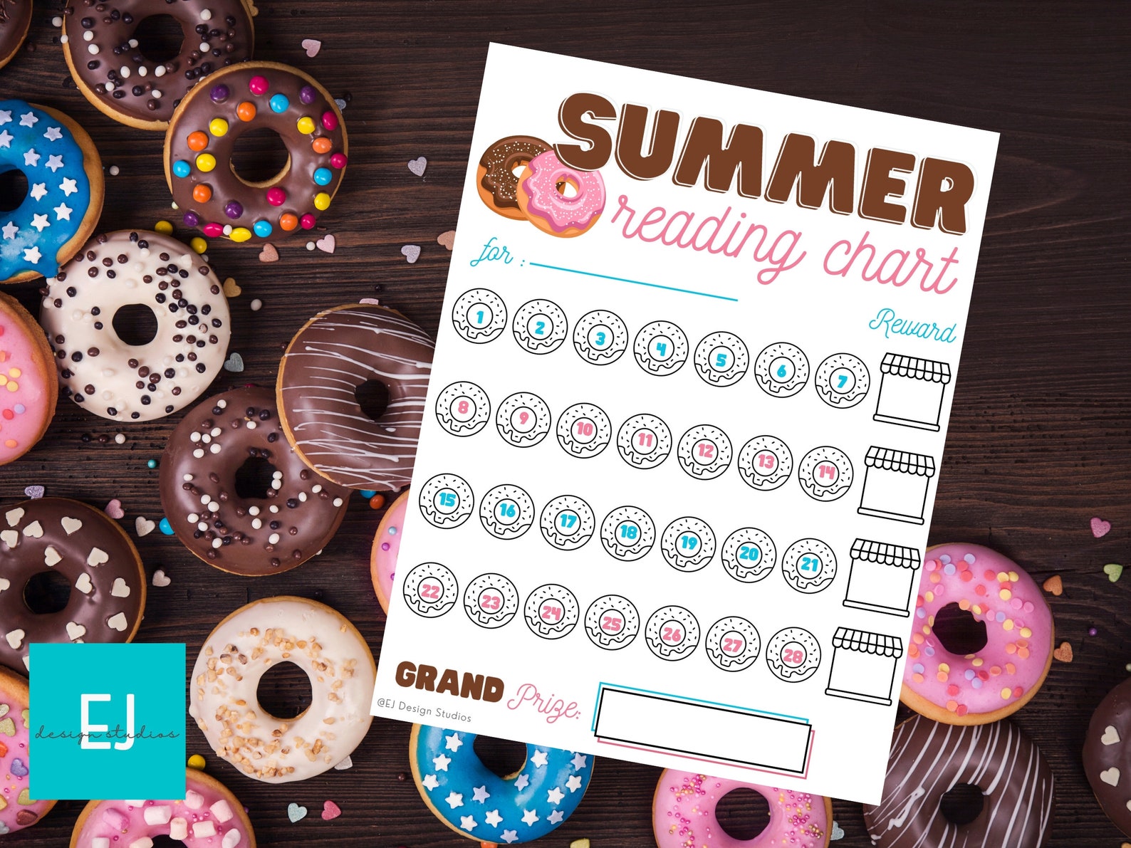 Summer Donut Reading Chart | Reading Reward Chart | Summer Reading Log ...