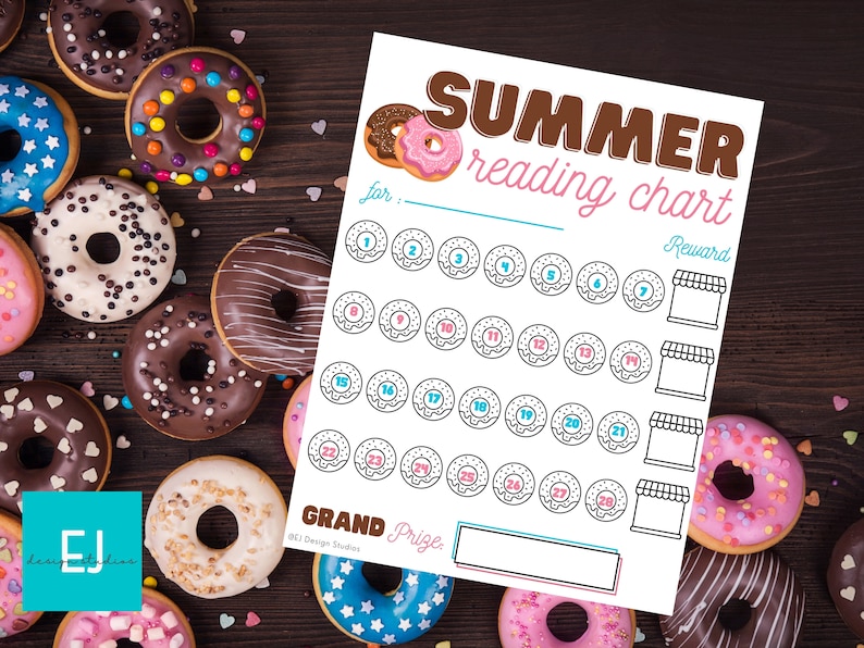 Summer Donut Reading Chart Reading Reward Chart Summer Reading Log ...