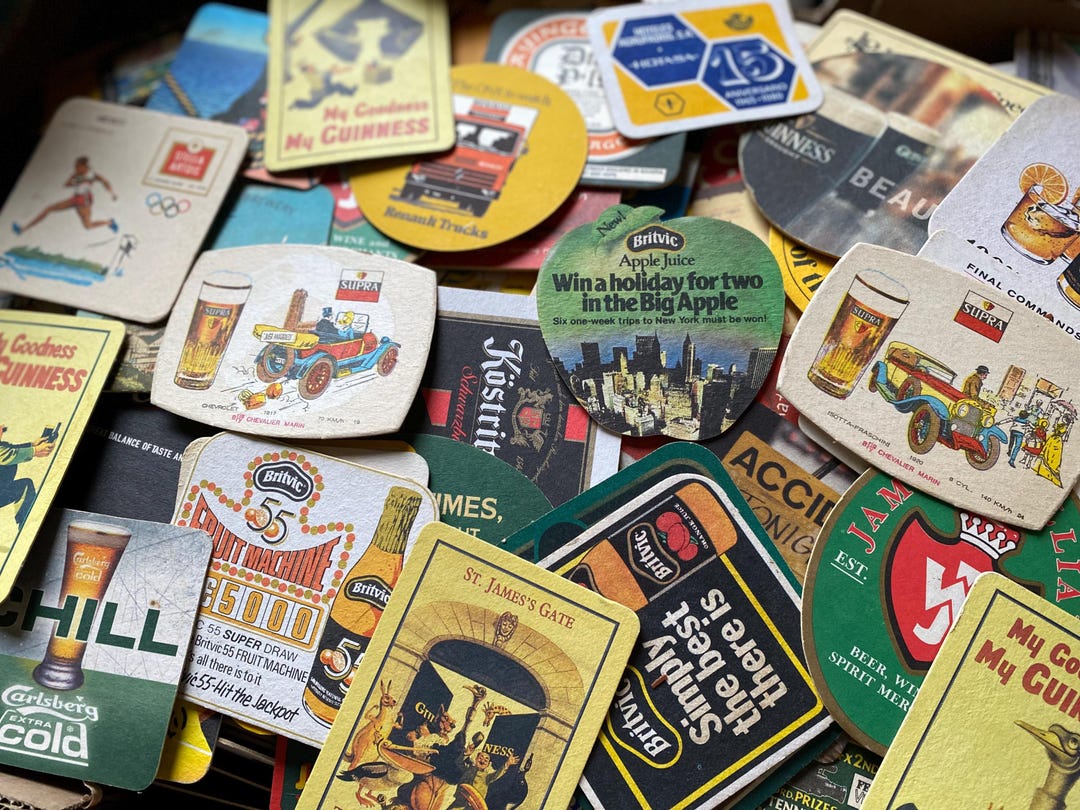 Vintage 1950s–1980s Pub Advertising Coasters – Retro British Bar ...