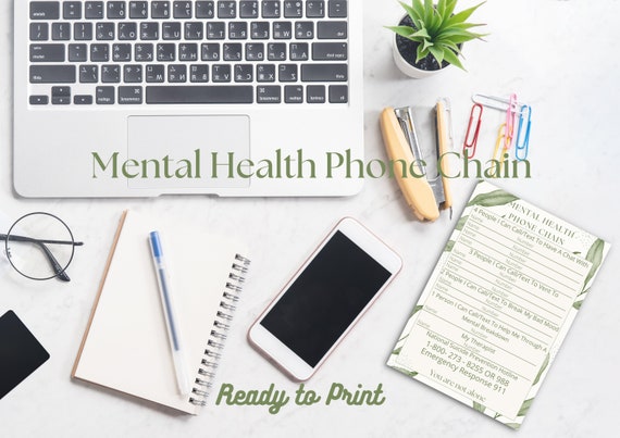 Mental Health Phone Chain Single Page Reference Sheet - Etsy