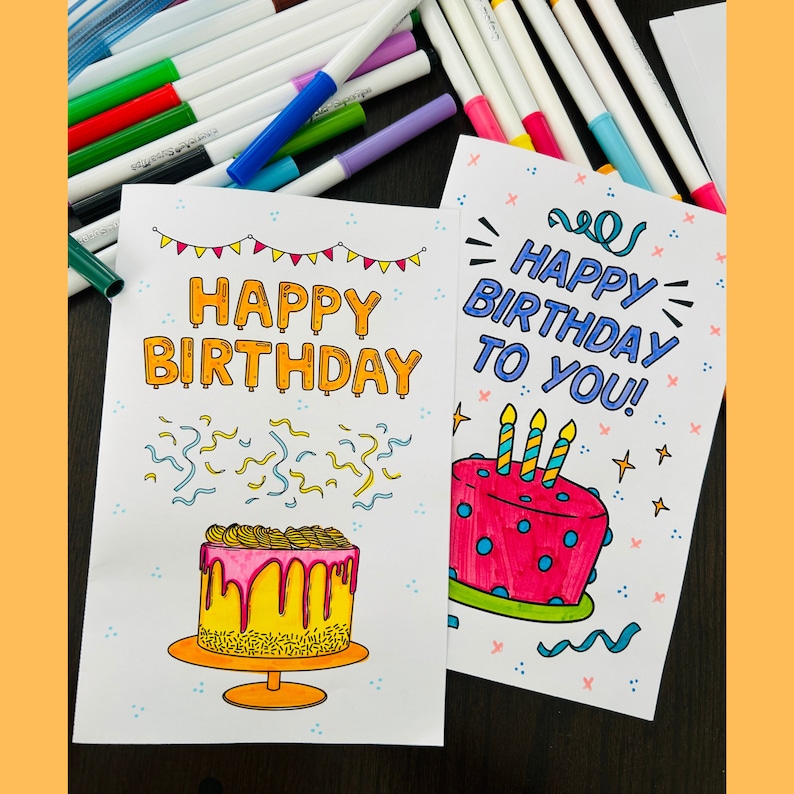 DIY Happy Birthday Card Printable Card to Color for Kids Coloring ...