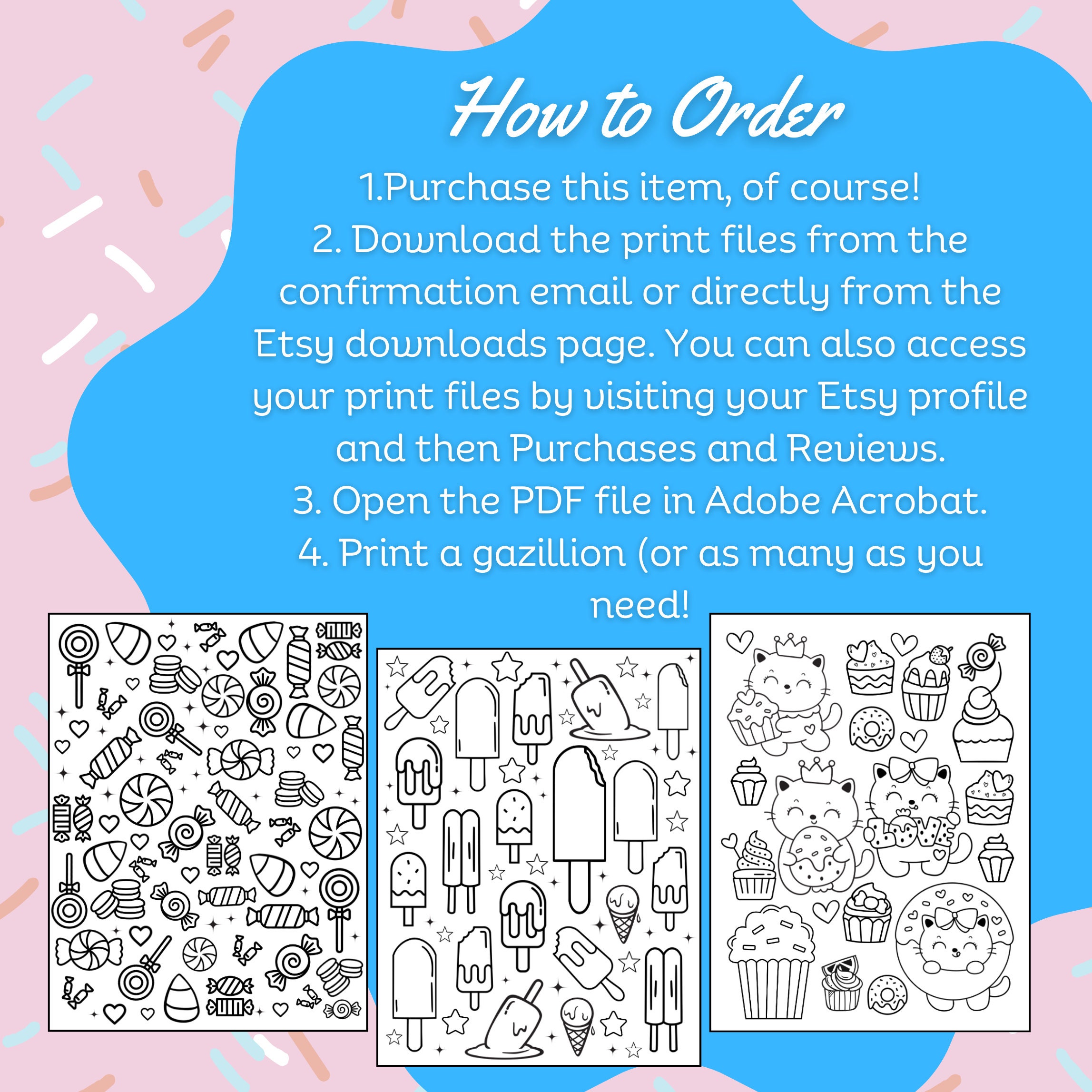 Dessert Coloring Pages Candy Coloring Printable DIY Coloring Book ...