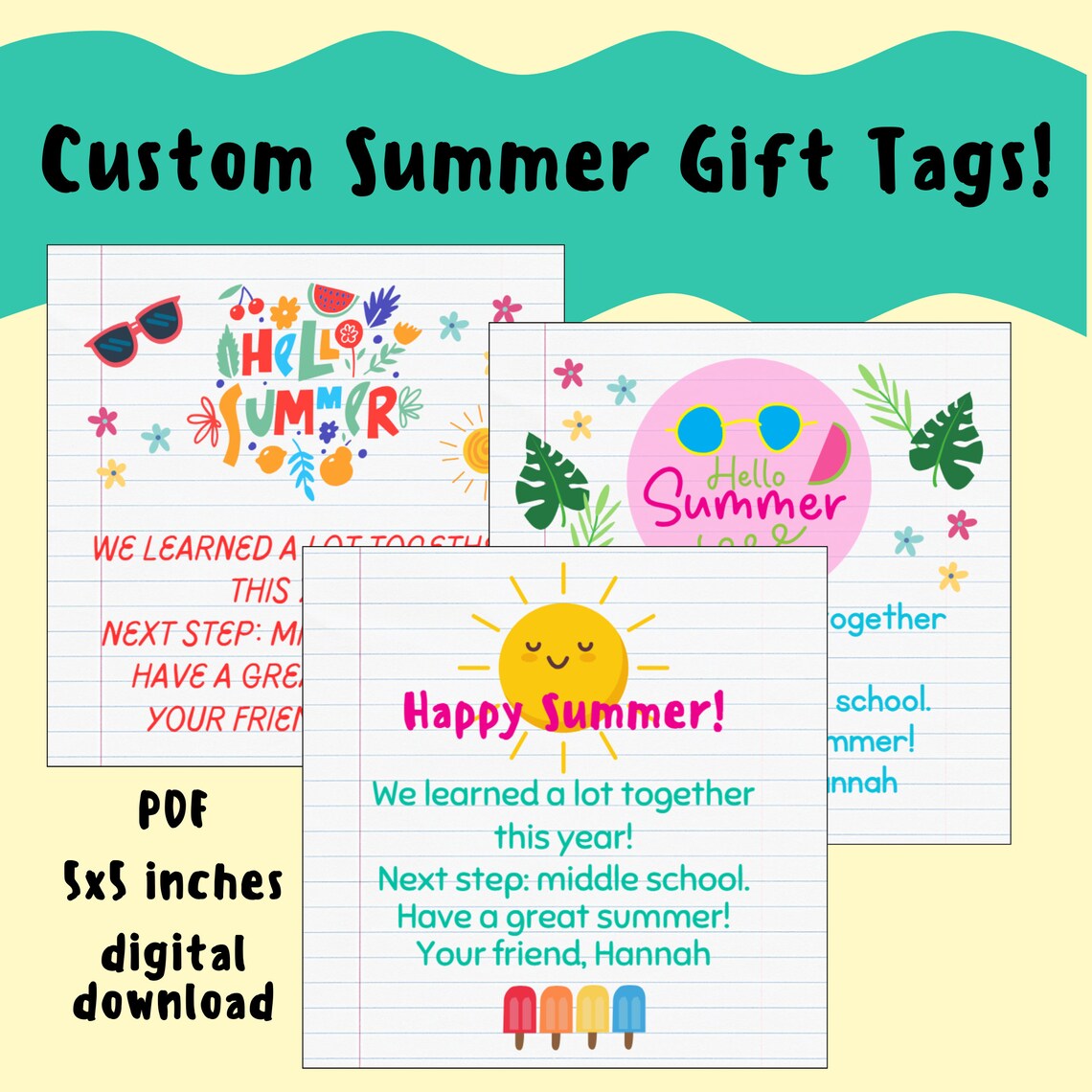 End of School Year Gift Tags for Class Party Tags for Favor Bags ...