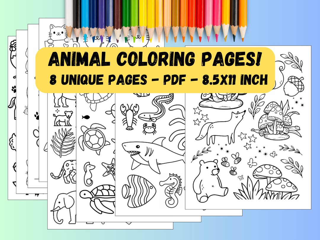 Animal Coloring Pages for Kids Animal Art Print Animal Art Download ...
