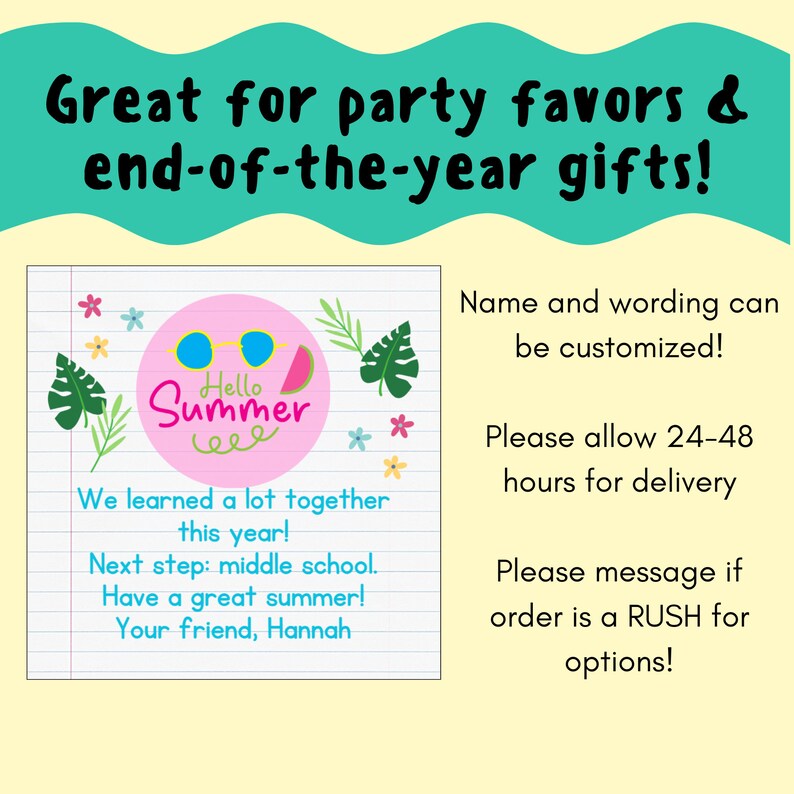 End of School Year Gift Tags for Class Party Tags for Favor Bags ...
