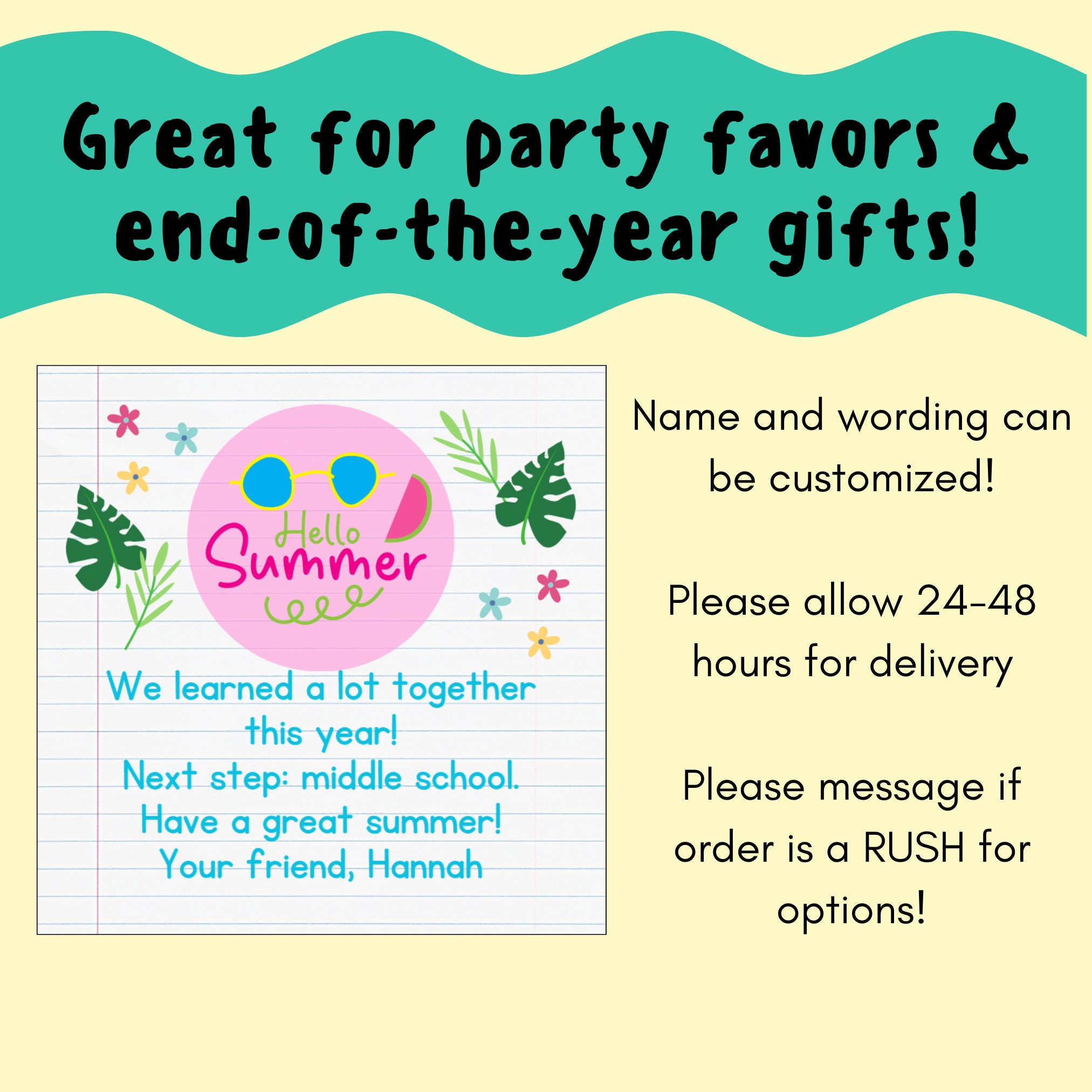 End of School Year Gift Tags for Class Party Tags for Favor Bags ...