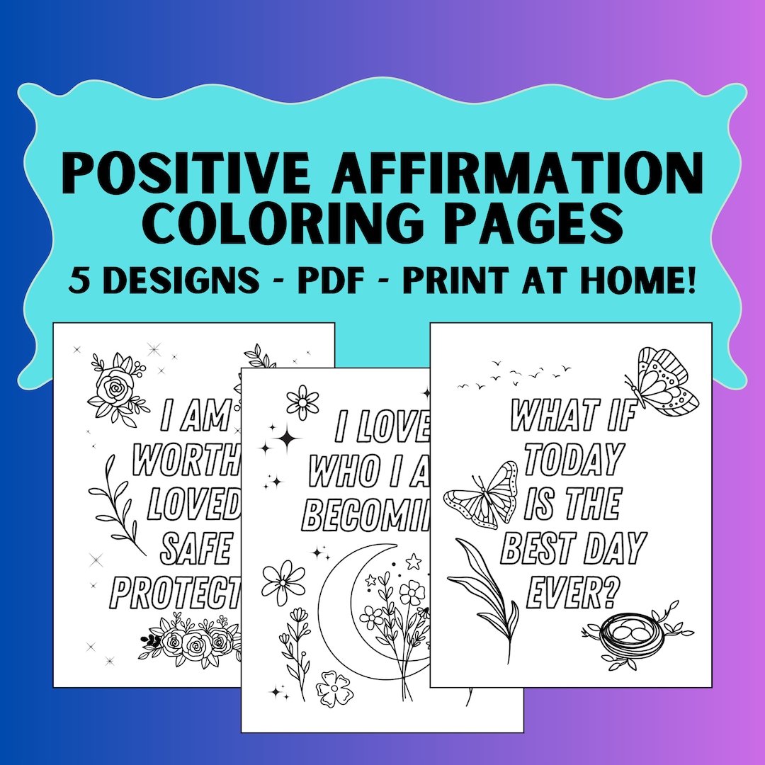 Positive Affirmation Coloring Page for Teens Empowering Affirmations ...