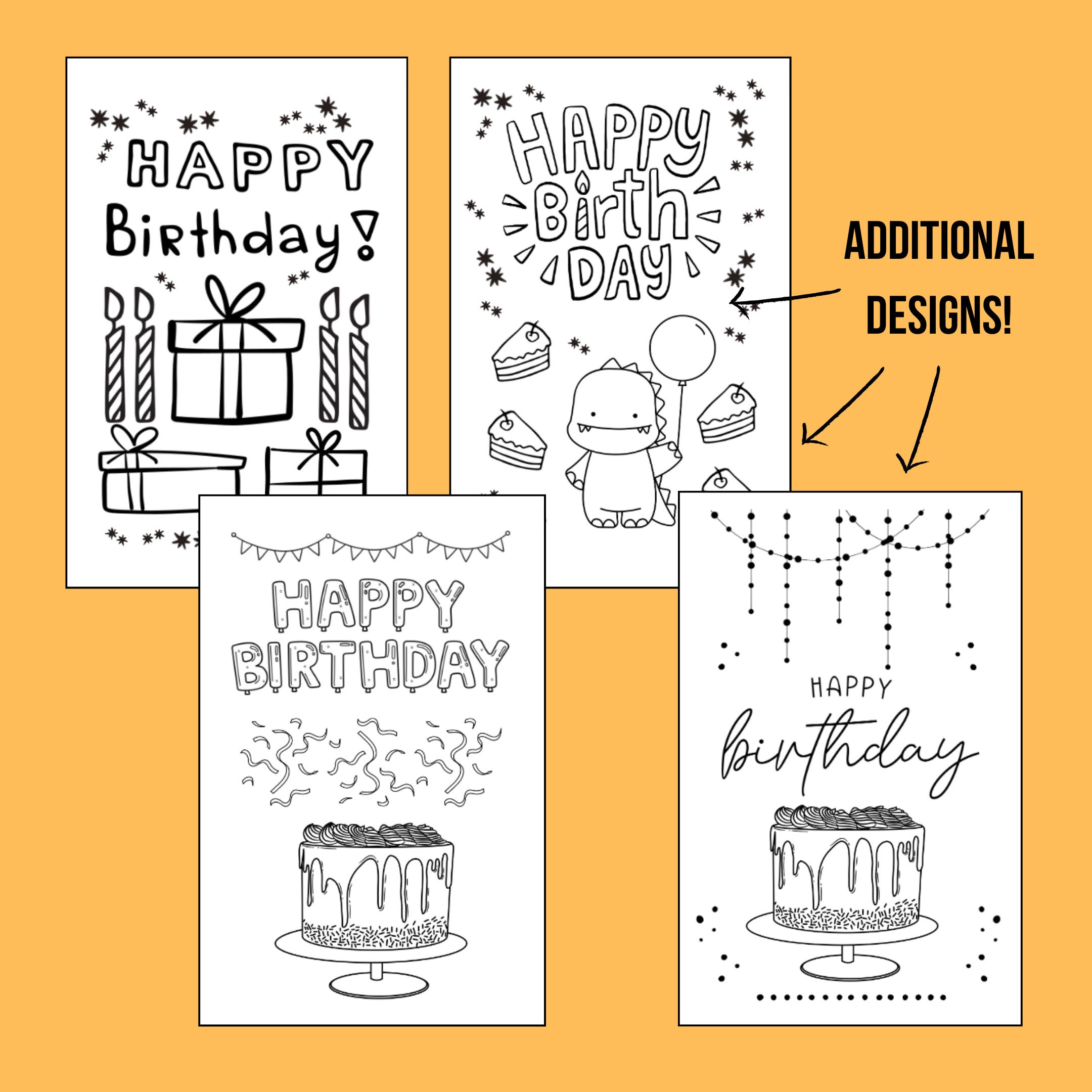 DIY Happy Birthday Card Printable Card to Color for Kids Coloring ...