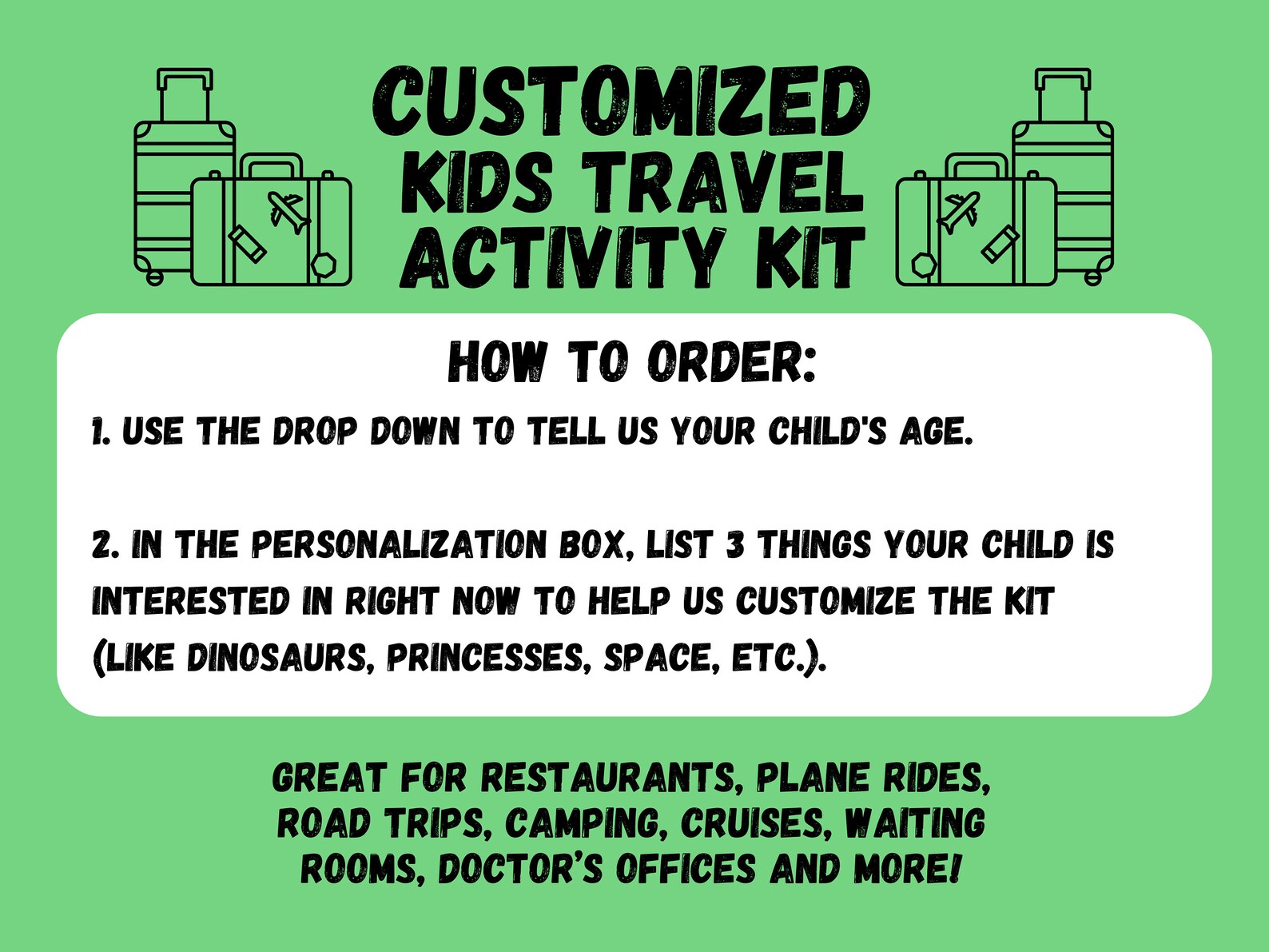 Customizable Activity Kit for Kids Restaurant Toys for Toddler Travel ...
